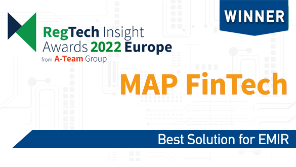 MAP FinTech wins Best Solution for EMIR award at 2022 RegTech Insight