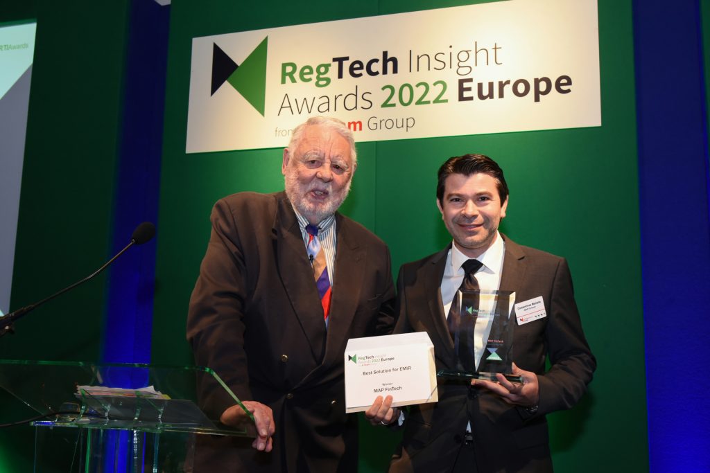 MAP FinTech wins Best Solution for EMIR award at 2022 RegTech Insight MAP FinTech wins Best Solution for EMIR award at 2022 RegTech Insight